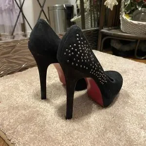 Paris Hilton | Shoes | Paris Hilton Black Suede Studded High Heel Pumps ...